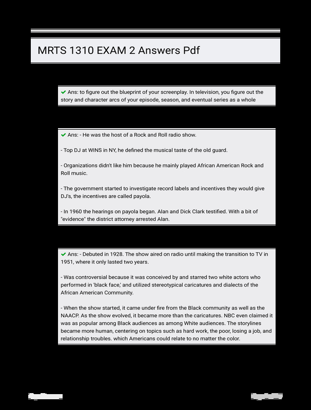MRTS 1310 EXAM 2 Answers Pdf