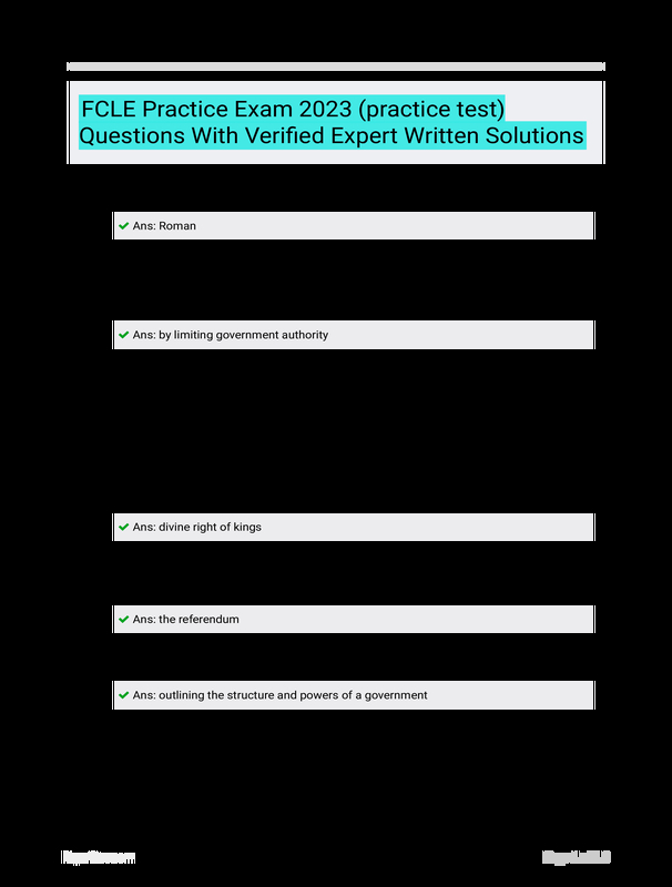 FCLE Practice Exam 2023 (practice Test) Questions With Verified Expert ...