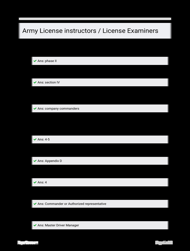 Army License Instructors / License Examiners