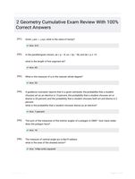 2 Geometry Cumulative Exam Review With 100% Correct Answers