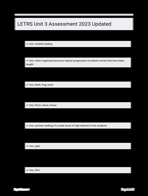 LETRS Unit 3 Assessment 2023 Updated