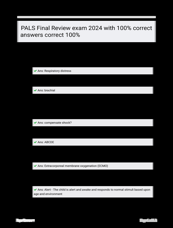PALS Final Review Exam 2024 With 100% Correct Answers Correct 100%