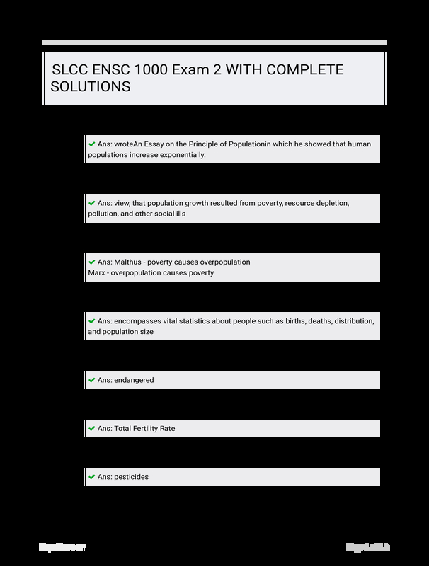 SLCC ENSC 1000 Exam 2 WITH COMPLETE SOLUTIONS