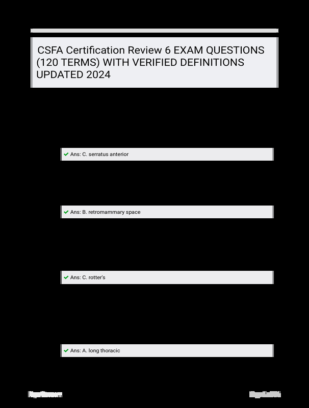 CSFA Certification Review 6 EXAM QUESTIONS (120 TERMS) WITH VERIFIED DEFINITIONS UPDATED 2024