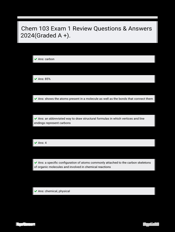Chem 103 Exam 1 Review Questions And Answers 2024graded A