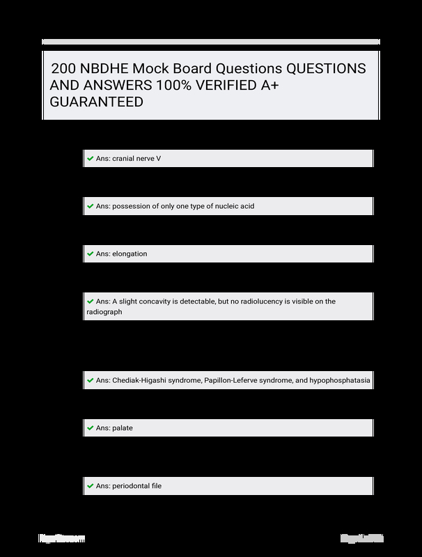 200 NBDHE Mock Board Questions QUESTIONS AND ANSWERS 100% VERIFIED A+ ...