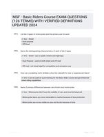 MSF - Basic Riders Course EXAM QUESTIONS (126 TERMS) WITH VERIFIED ...