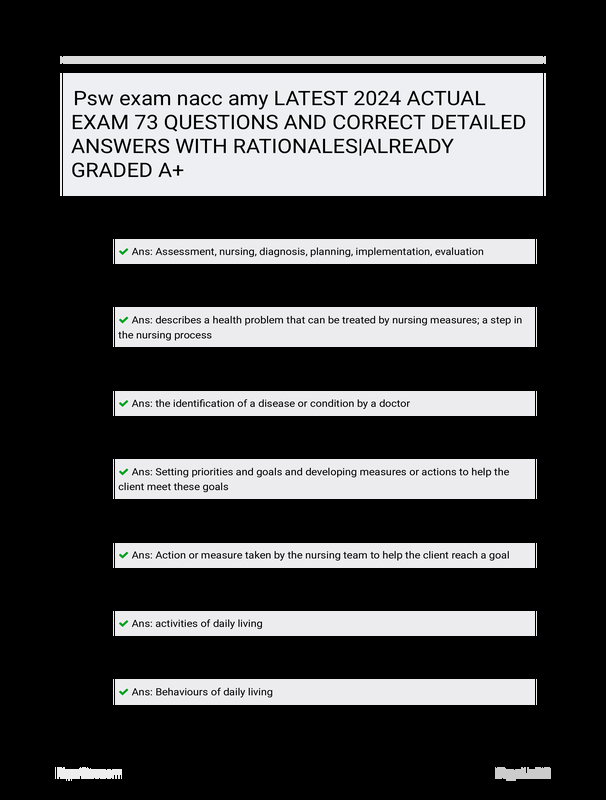 Psw Exam Nacc Amy LATEST 2024 ACTUAL EXAM 73 QUESTIONS AND CORRECT ...