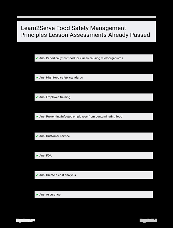 Learn2Serve Food Safety Management Principles Lesson Assessments ...