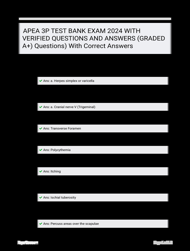 APEA 3P TEST BANK EXAM 2024 WITH VERIFIED QUESTIONS AND ANSWERS (GRADED ...