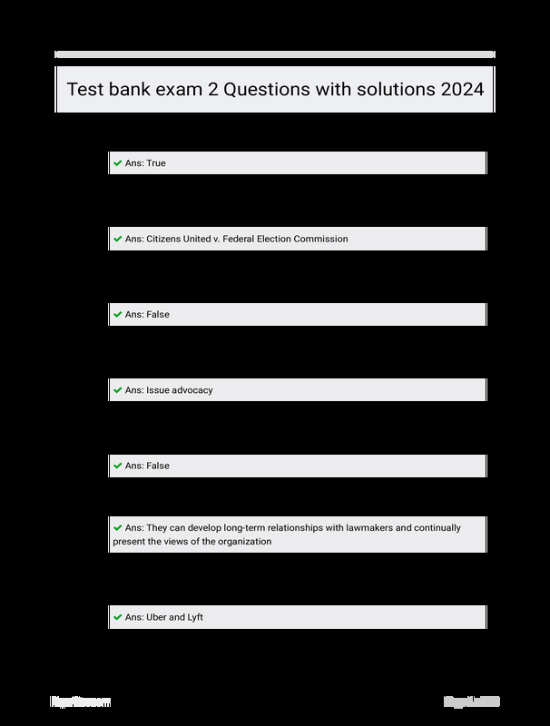 Test Bank Exam 2 Questions With Solutions 2024