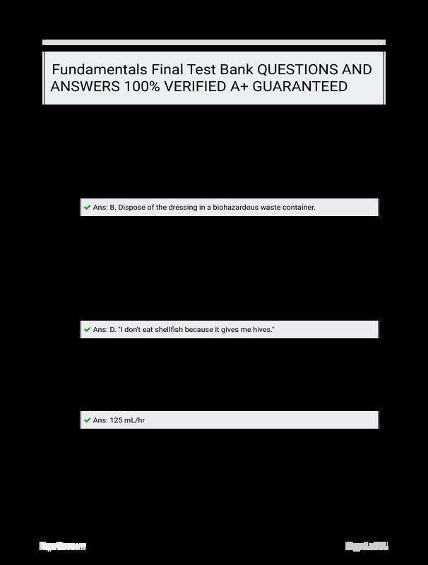 Fundamentals Final Test Bank QUESTIONS AND ANSWERS 100% VERIFIED A+ ...
