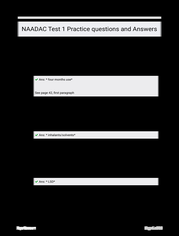 NAADAC Test 1 Practice Questions And Answers