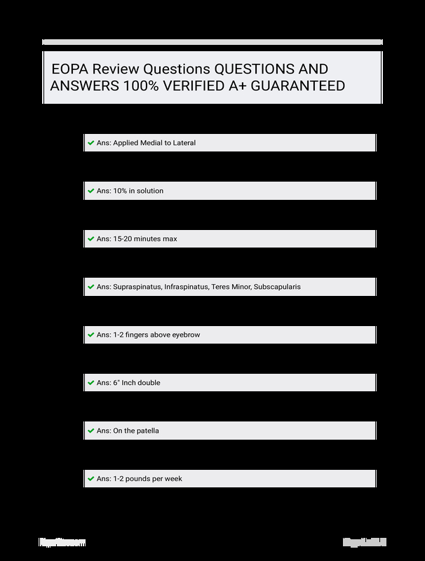 EOPA Review Questions QUESTIONS AND ANSWERS 100% VERIFIED A+ GUARANTEED