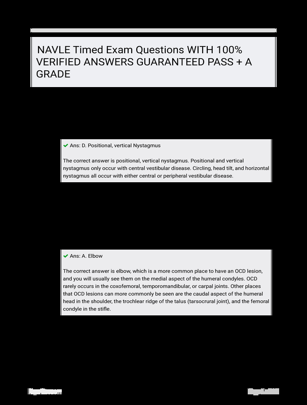 NAVLE Timed Exam Questions WITH 100% VERIFIED ANSWERS GUARANTEED PASS ...