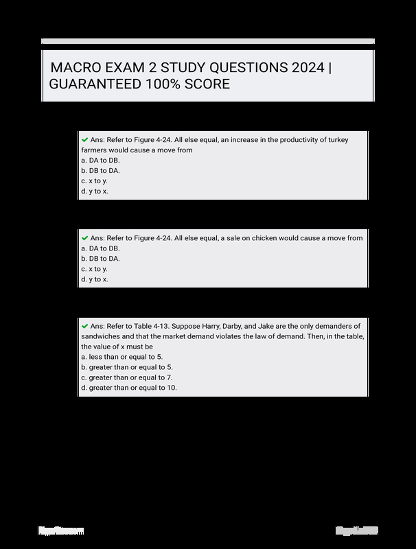 MACRO EXAM 2 STUDY QUESTIONS 2024 | GUARANTEED 100% SCORE