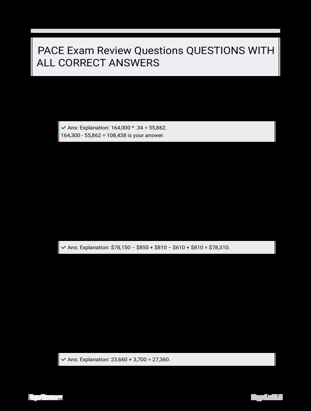 PACE Exam Review Questions QUESTIONS WITH ALL CORRECT ANSWERS