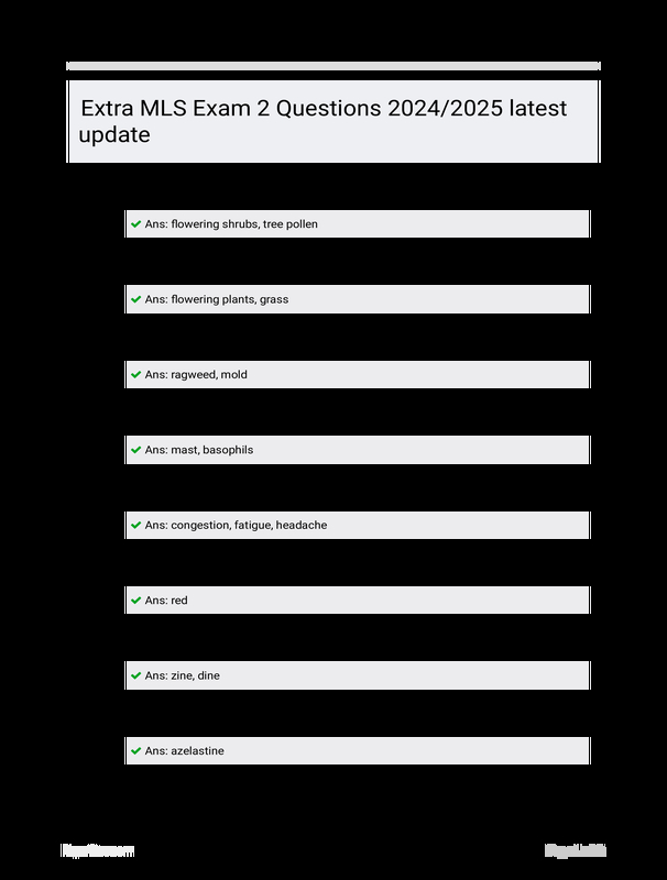 Extra MLS Exam 2 Questions 2024/2025 Latest Update