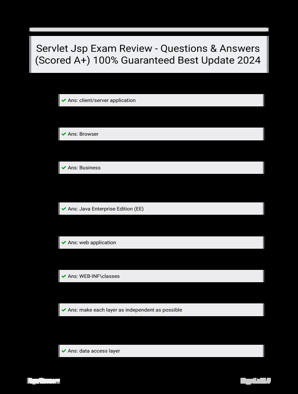 Servlet Jsp Exam Review - Questions & Answers (Scored A+) 100% ...