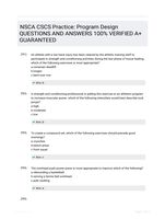 NSCA CSCS Practice: Program Design QUESTIONS AND ANSWERS 100% VERIFIED ...