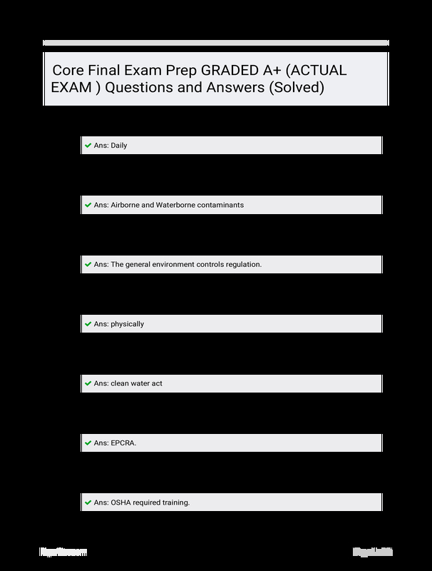 Core Final Exam Prep GRADED A+ (ACTUAL EXAM ) Questions And Answers ...