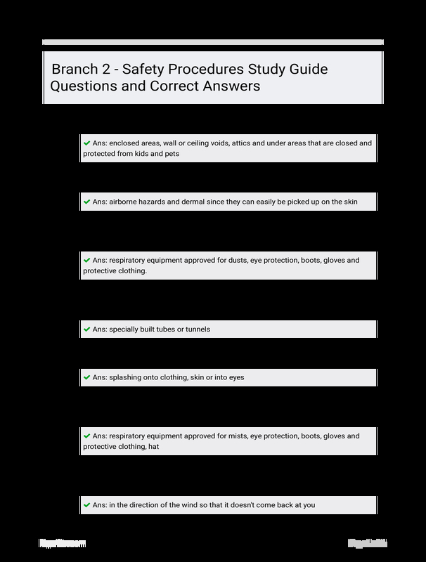 Branch 2 - Safety Procedures Study Guide Questions And Correct Answers
