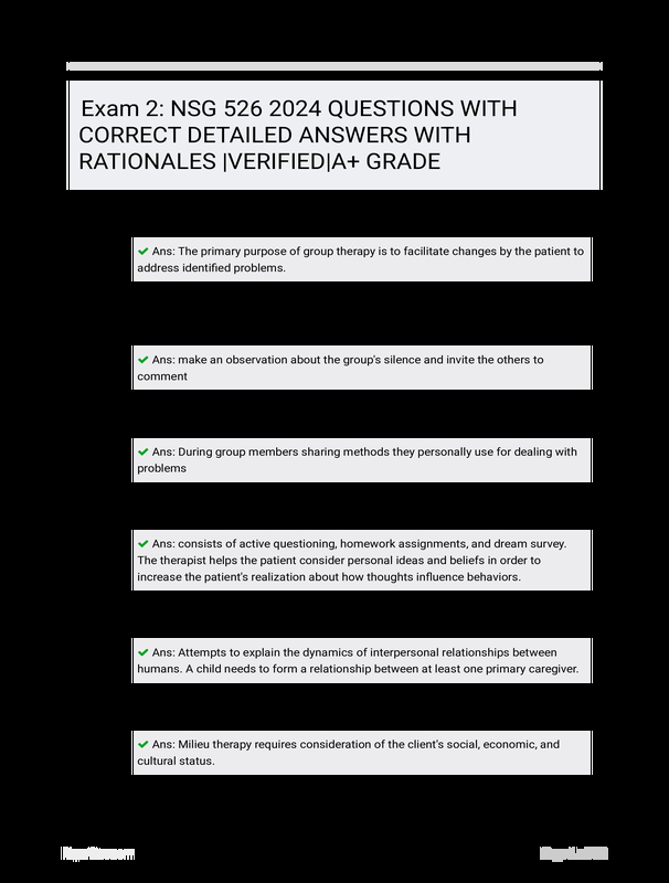 Exam 2: NSG 526 2024 QUESTIONS WITH CORRECT DETAILED ANSWERS WITH RATIONALES |VERIFIED|A+ GRADE