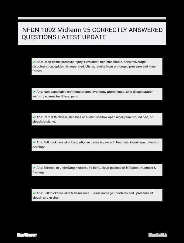 NFDN 1002 Midterm 95 CORRECTLY ANSWERED QUESTIONS LATEST UPDATE