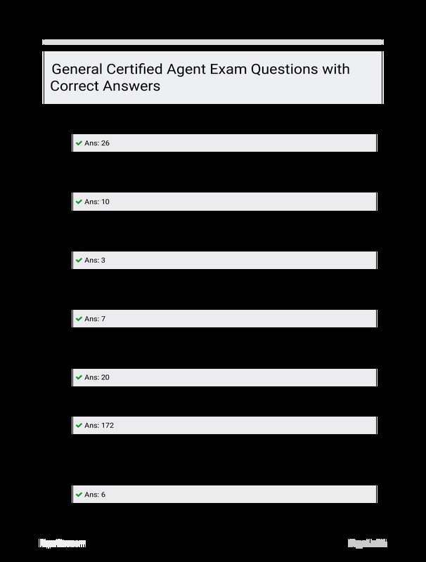 General Certified Agent Exam Questions With Correct Answers