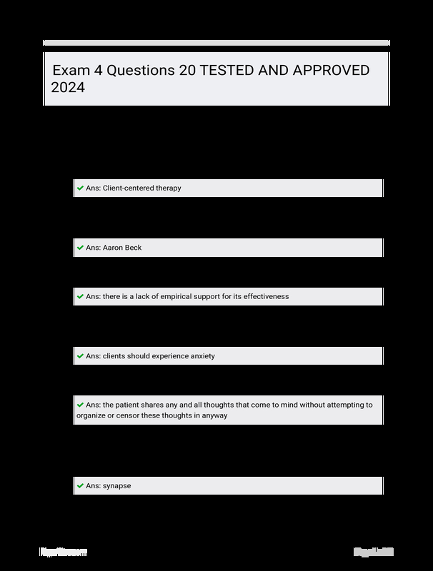 Exam 4 Questions 20 TESTED AND APPROVED 2024