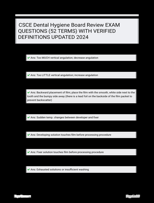 CSCE Dental Hygiene Board Review EXAM QUESTIONS (52 TERMS) WITH ...