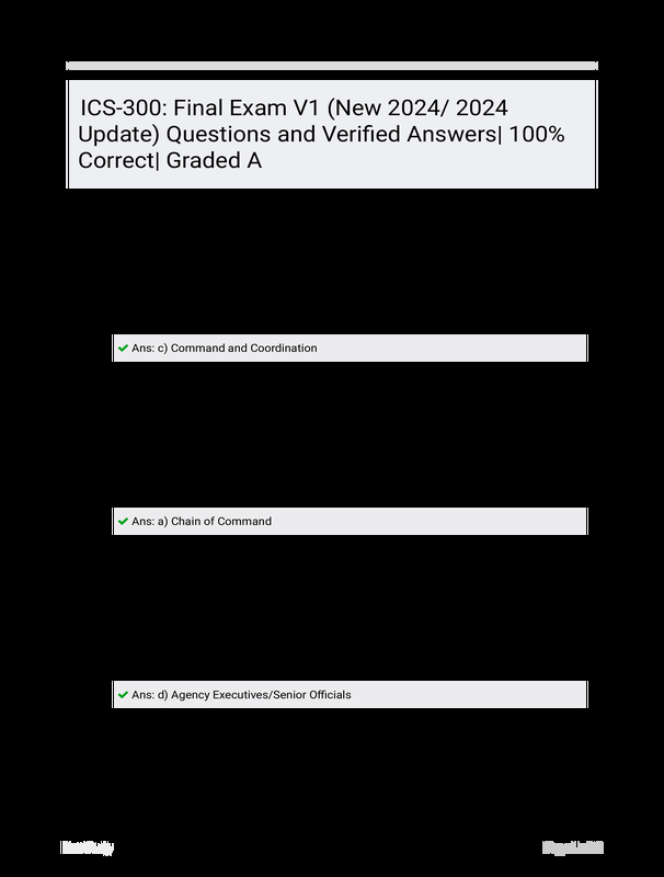ICS-300: Final Exam V1 (New 2024/ 2024 Update) Questions And Verified Answers| 100% Correct ...